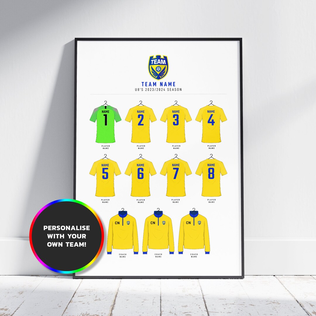 Grassroots Football Team Squad Print Custom Personalised Kids Bedroom ...