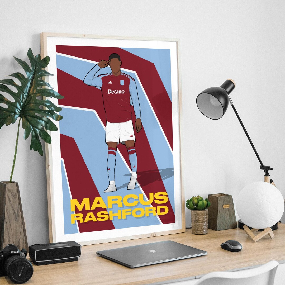 Marcus Rashford Football Player Print Villa | Football Fan Gift | Kids ...