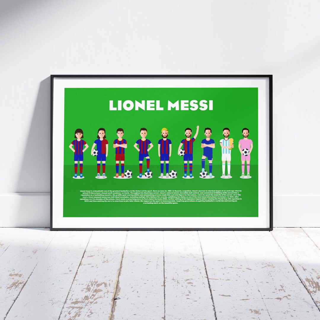 Lionel Messi Football Poster Print Career, Messi Fan Gift, Football ...