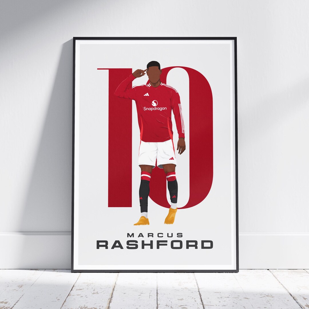 Marcus Rashford Football Player Print Manchester Football Fan Gift Kids ...