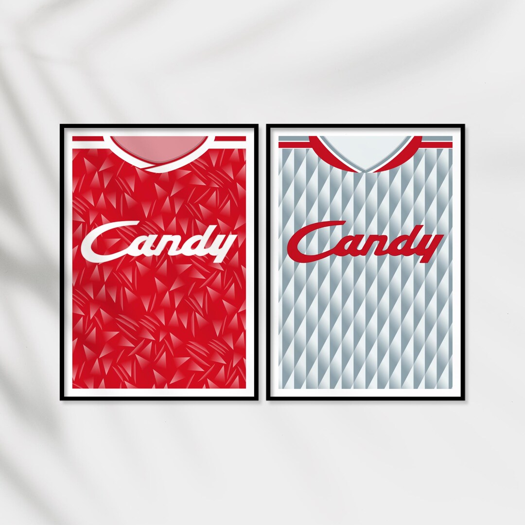 Retro Liverpool Candy Football Shirt Print 1989 Kit Set of 2 Bedroom ...