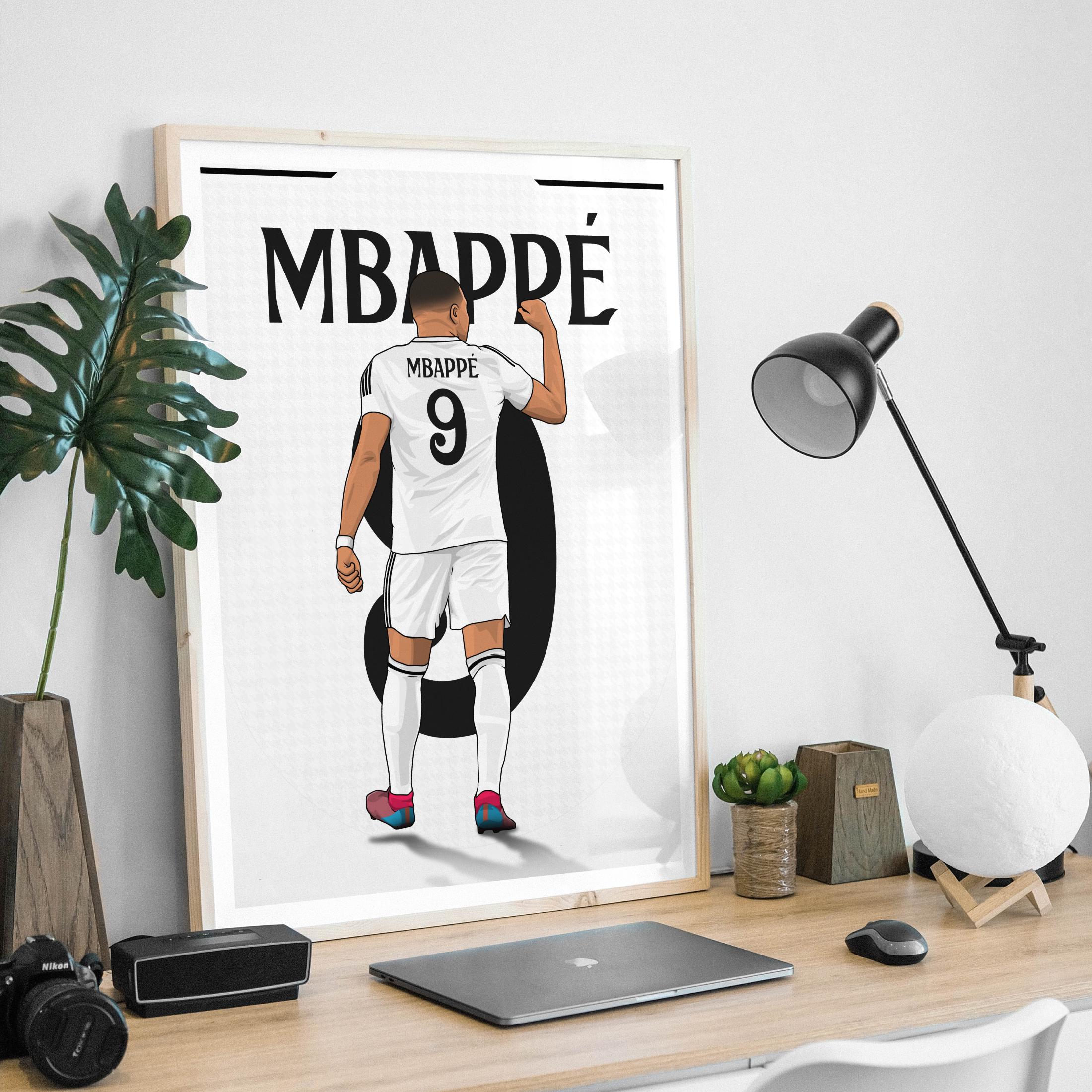 Kylian Mbappe Madrid Poster | Football Wall Art | Soccer Fan Gift for ...