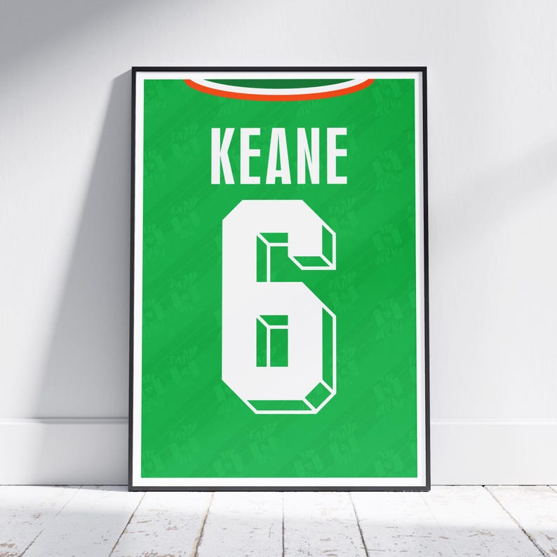 Roy Keane Football Shirt Poster Print 1994 Ireland Retro | Football ...