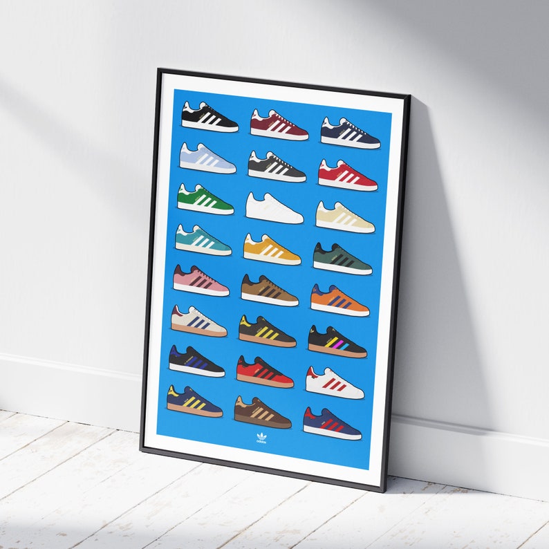 Gazelle Trainer Sneaker Print Timeline Kids Bedroom Office Poster Wall ...