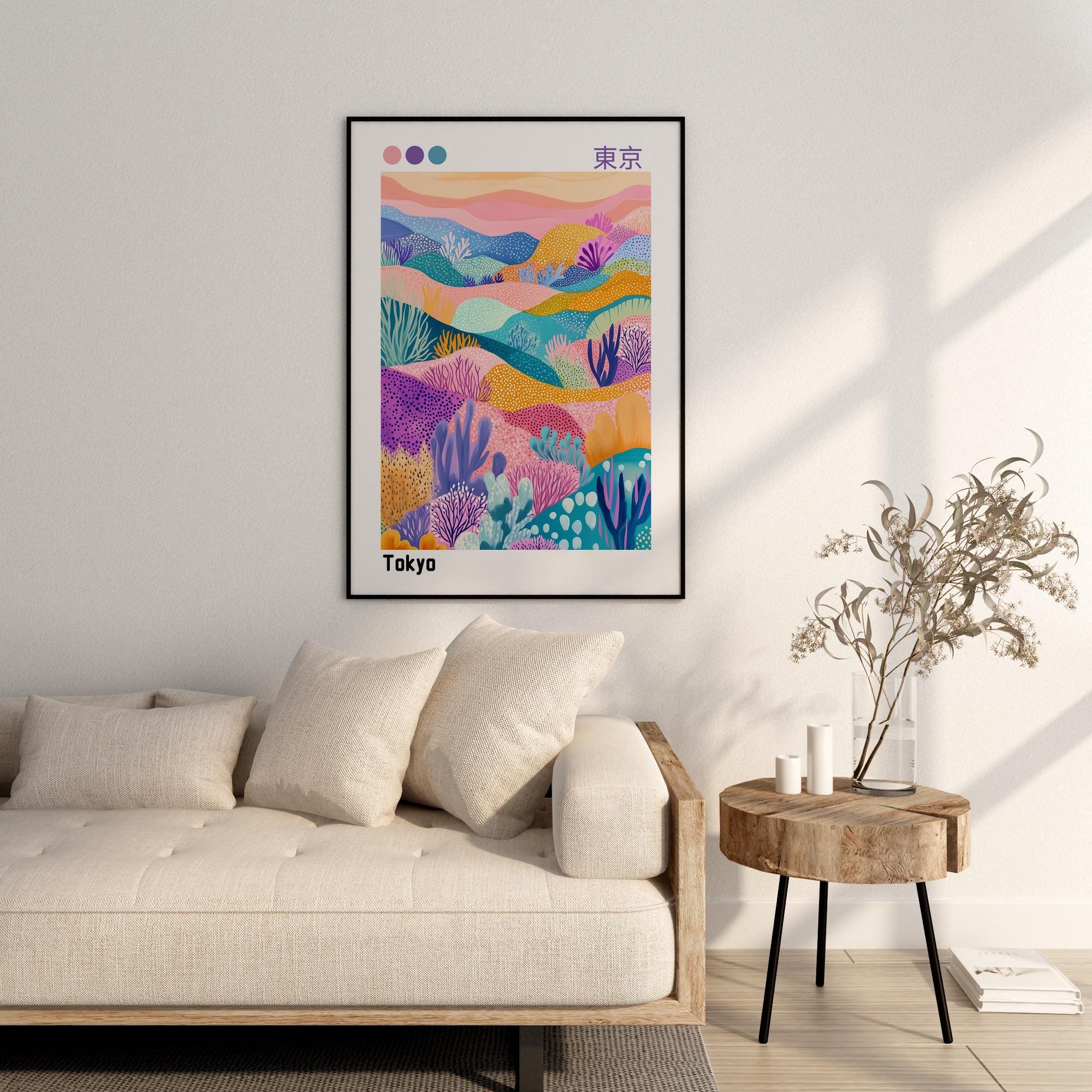 Toyko Japandi Poster, Colorful Japandi Wall Art, Japanese Wall Art for ...