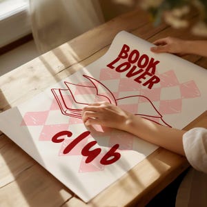 Pink Book Lover Poster, Preppy Book Club Print as Book Lover Gift ...