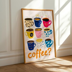 Colorful Coffee Lover Print– Trendy Espresso Wall Art for Kitchen Room ...