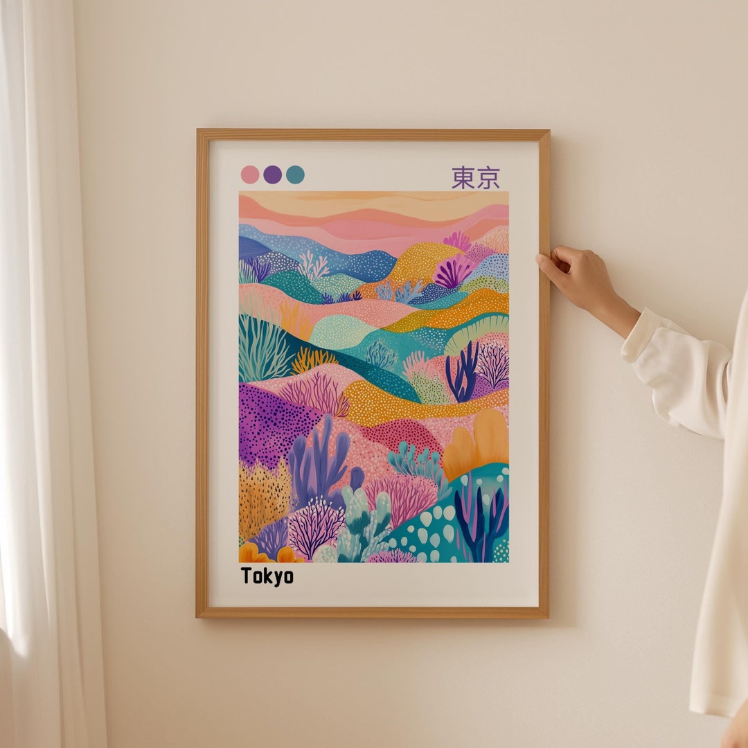 Toyko Japandi Poster, Colorful Japandi Wall Art, Japanese Wall Art for ...