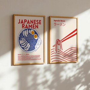 Japanese Ramen Poster Set- 2 Set of Ramen Bowl Pasta Print for Asian ...