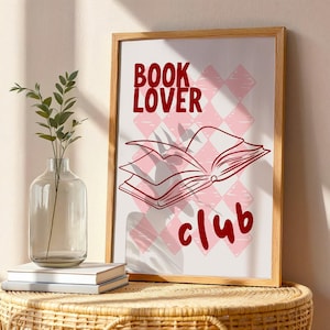 Pink Book Lover Poster, Preppy Book Club Print as Book Lover Gift ...