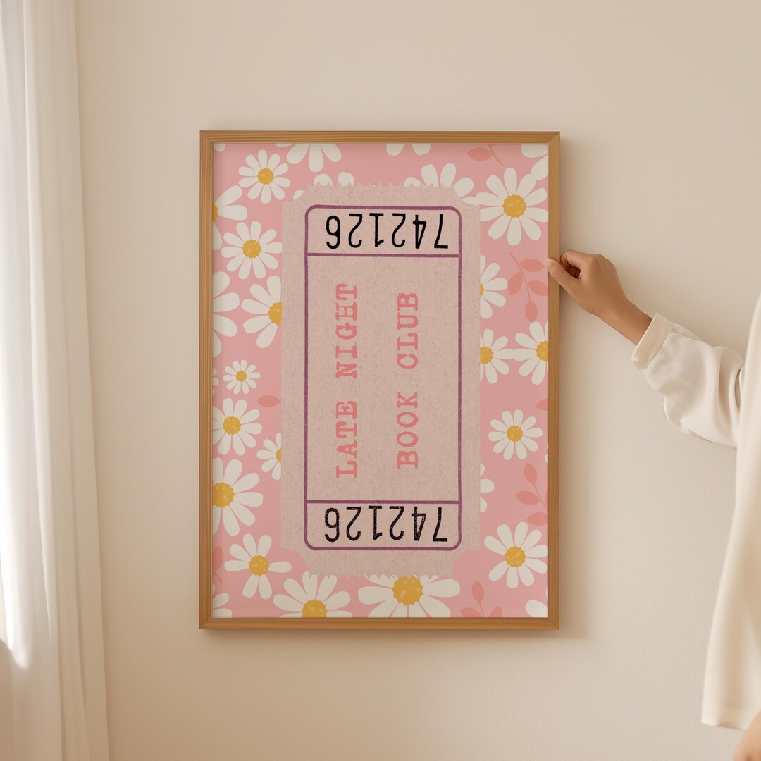 Cute Book Club Poster, Preppy Voucher Print for Book Lover Gift ...