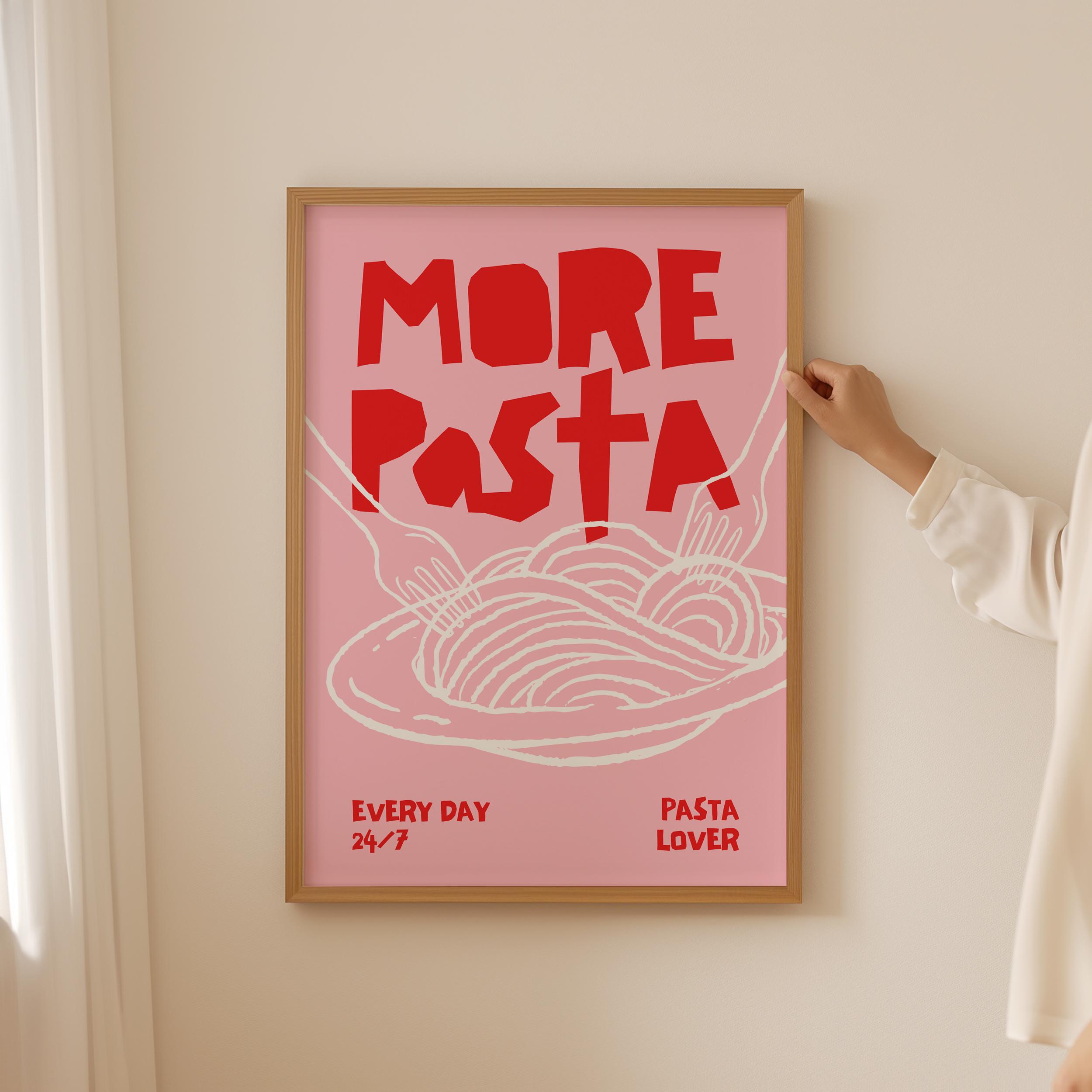 Light Pink Italian Amore Poster Set- 2 Set of Trendy Pasta Print, Girly ...