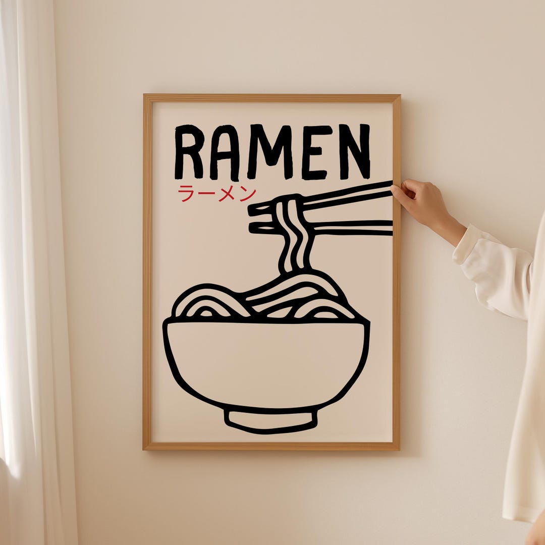 Japanese Ramen Poster- Trendy Ramen Bowl Pasta Print for Asian Kitchen ...