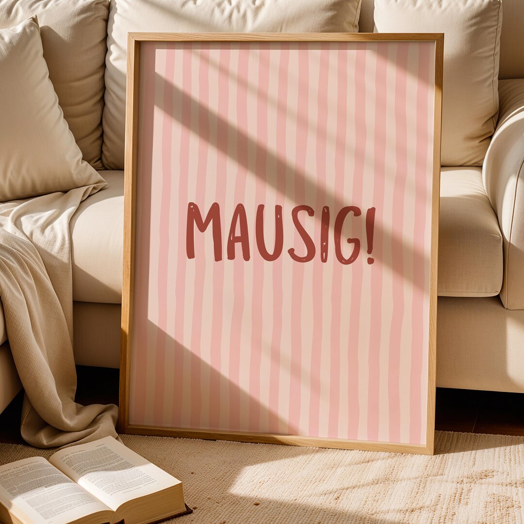 Pink "mausig" Quote Stripes Poster- Trendy Spiritual Mainfest Print for ...