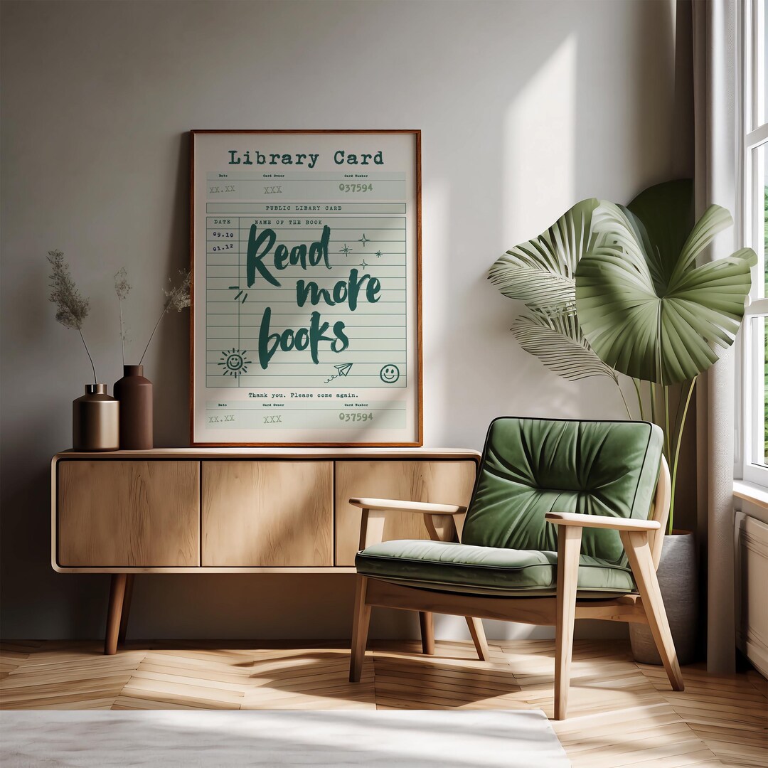 Book Club Poster, Preppy Guest Check Print for Book Lover Gift ...
