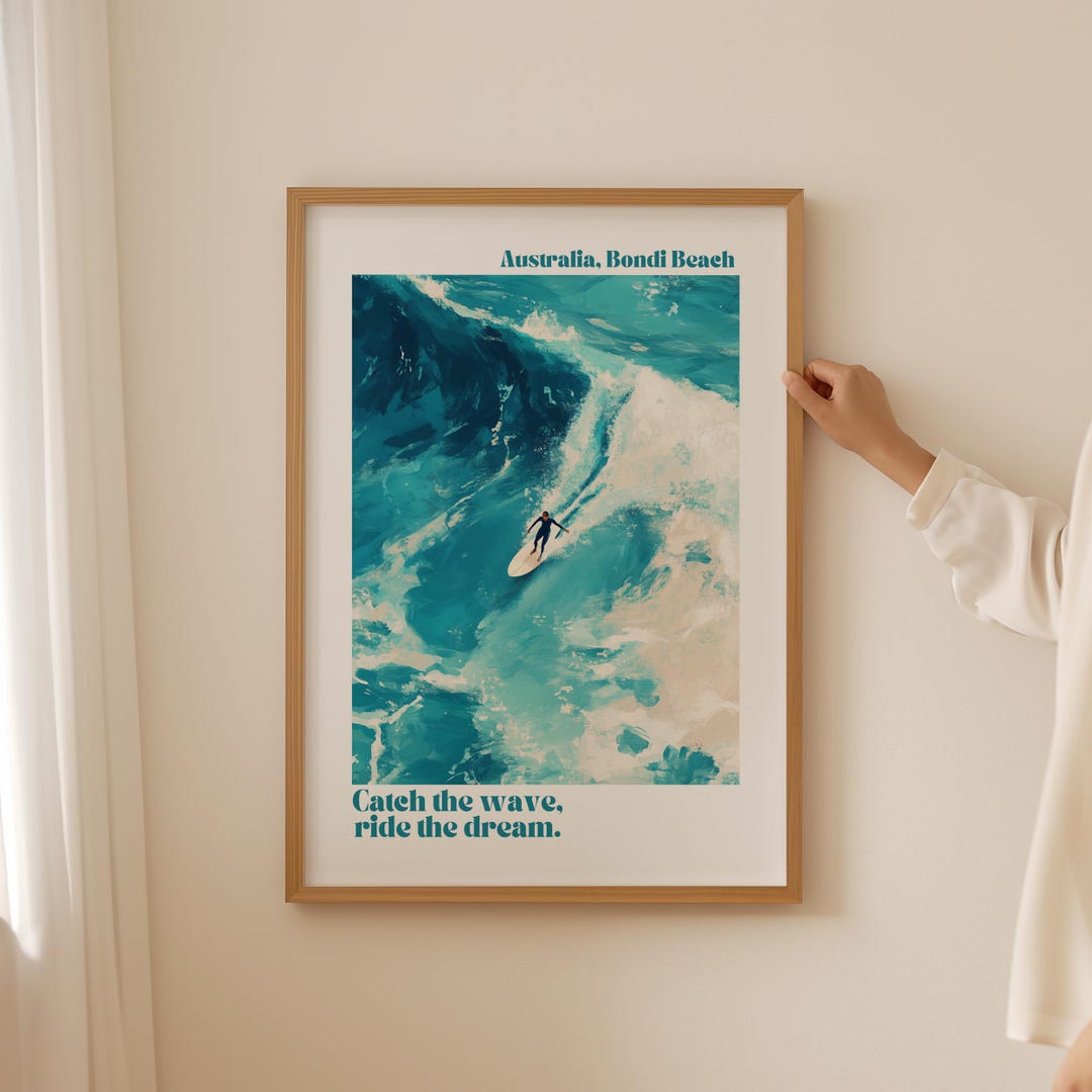Vintage Australia Surf Poster- Trendy Bondi Beach Print as Aesthetic ...