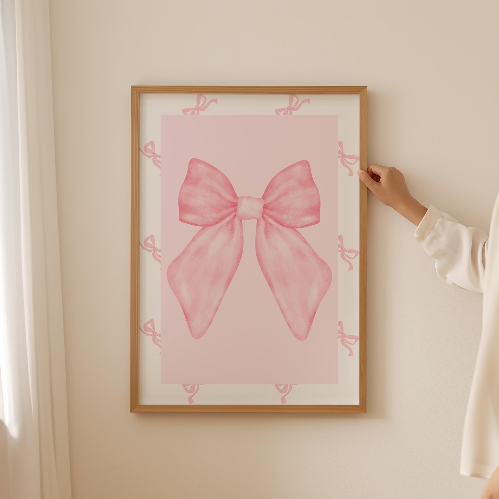 Light Pink Bow Poster- Cute Girly Print for Aesthetic Coquette Room ...