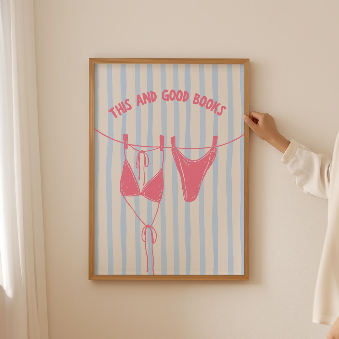 Book Lover Poster, Preppy Book Club Print as Book Lover Gift, Aesthetic ...