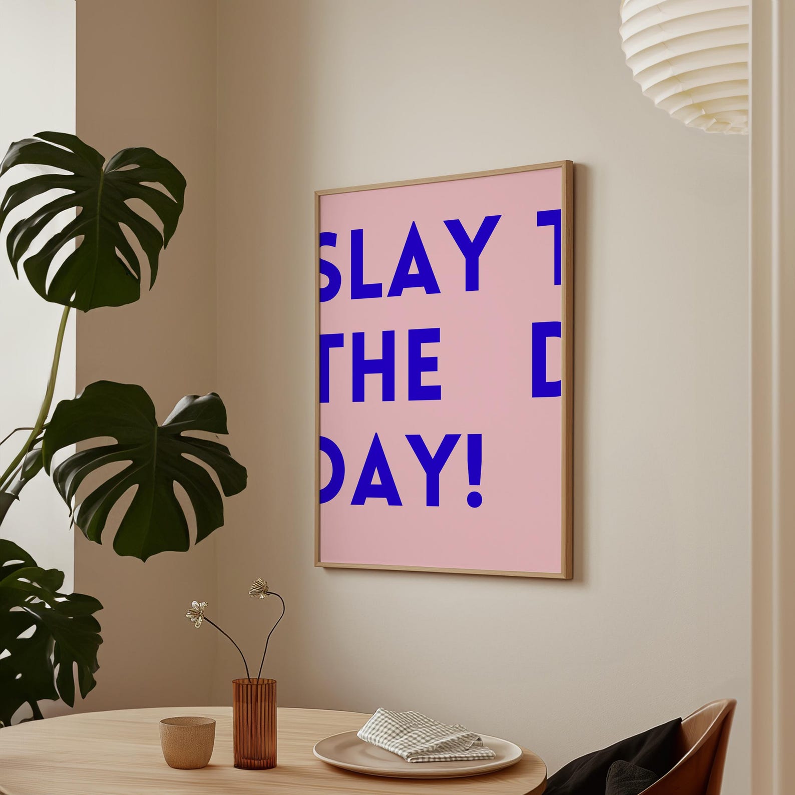Pink Slay the Day Wall Art- Funky Poster for Aesthetic Dopamine Room ...