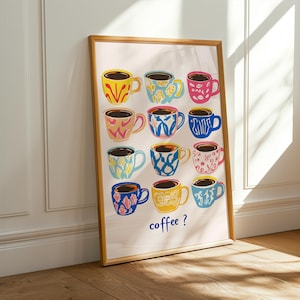 Colorful Coffee Lover Poster– Trendy Espresso Wall Art for Kitchen Room ...