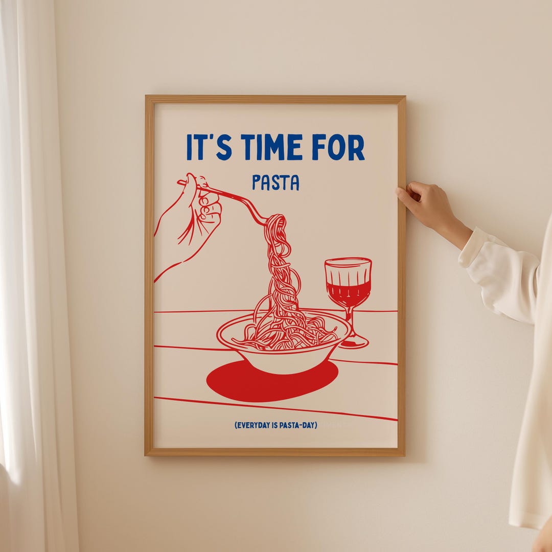 Pasta Lover Wall Art- Girly Italian Pasta Print for Dopamine Kitchen ...