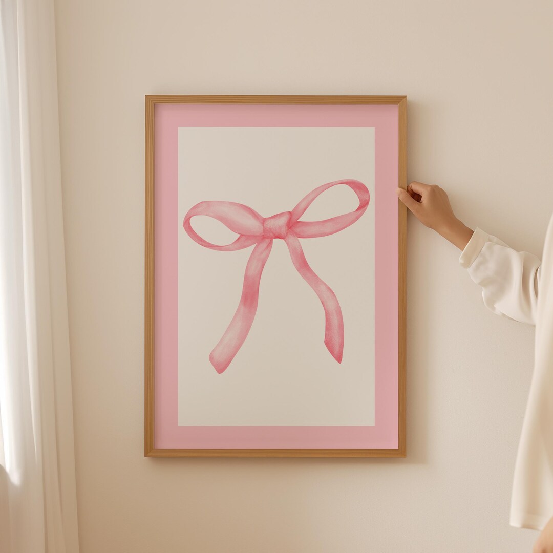 Light Pink Bow Poster- Girly Print for Aesthetic Coquette Room Decor ...