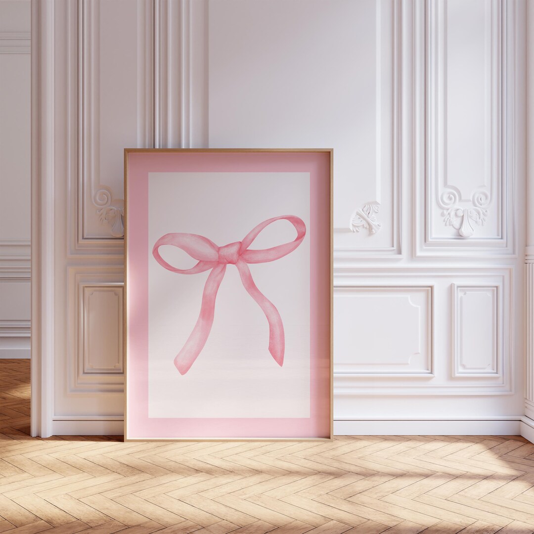 Pink Bow Poster for Aesthetic Wall Art, Coquette Room Decor, Funky ...