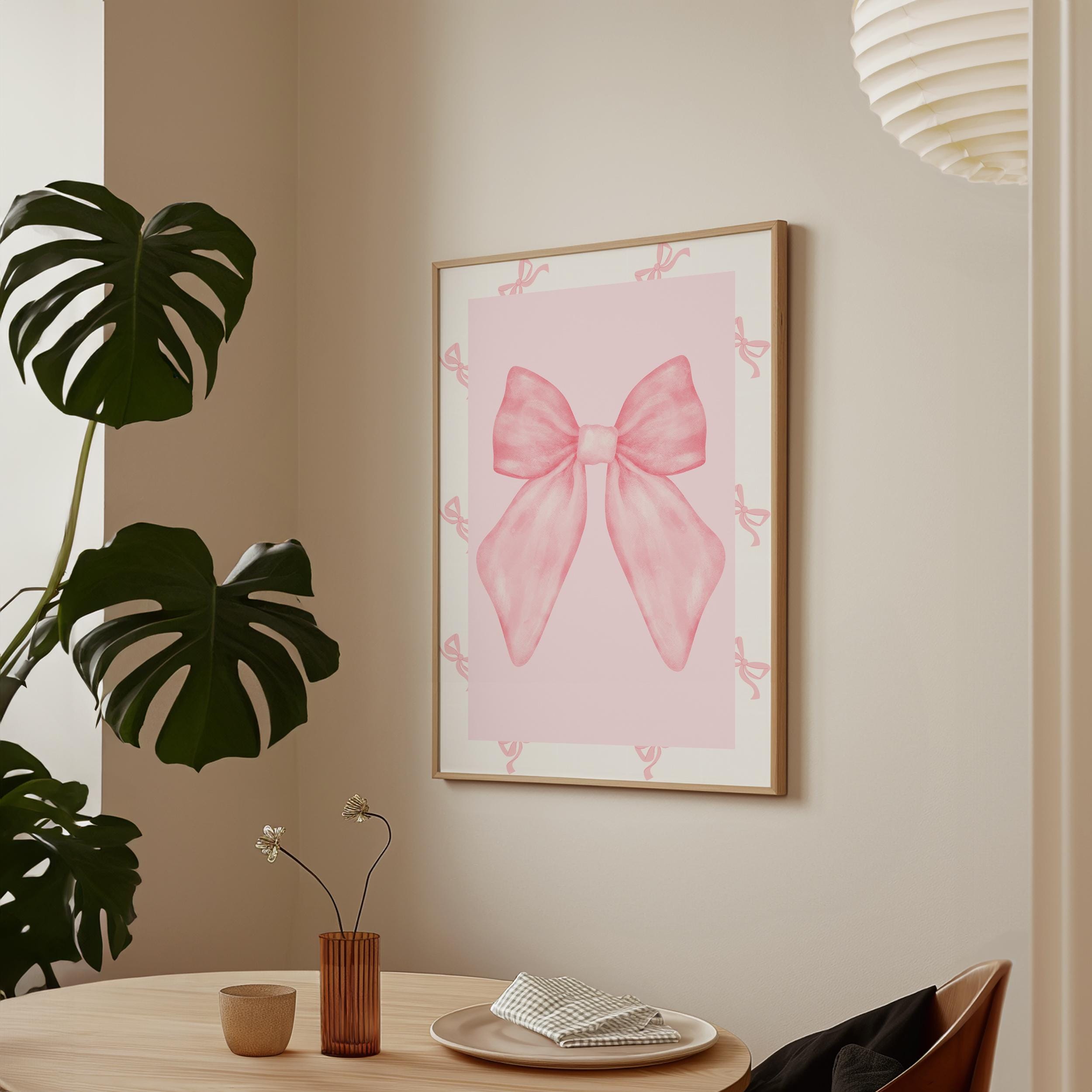 Light Pink Bow Poster- Cute Girly Print for Aesthetic Coquette Room ...