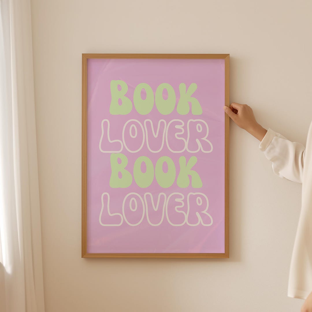Book Lover Poster, Preppy Book Club Print as Book Lover Gift, Aesthetic ...
