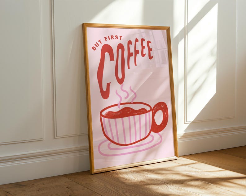 Pink Espresso Print–trendy Coffee Lover Wall Art for Kitchen Room Decor ...