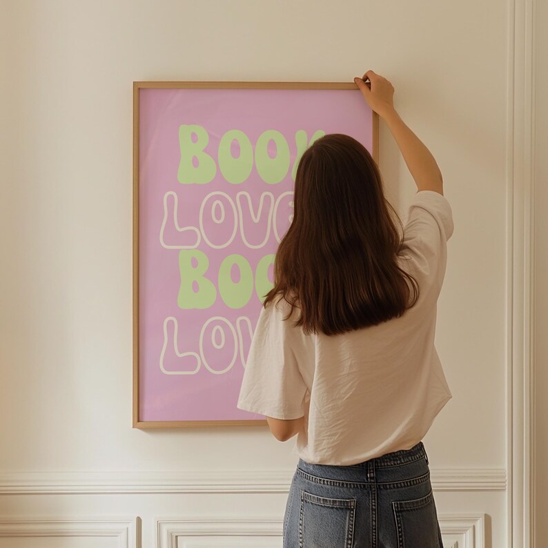 Book Lover Poster, Preppy Book Club Print as Book Lover Gift, Aesthetic ...