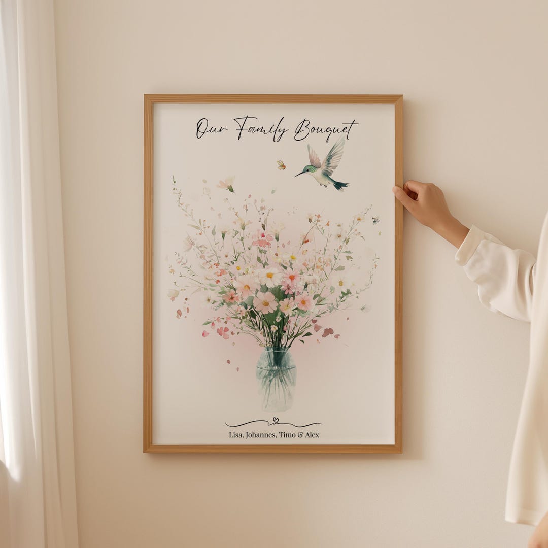 Personalized Wildflower Bouquet Poster- Trendy Botanical Flower Wall ...