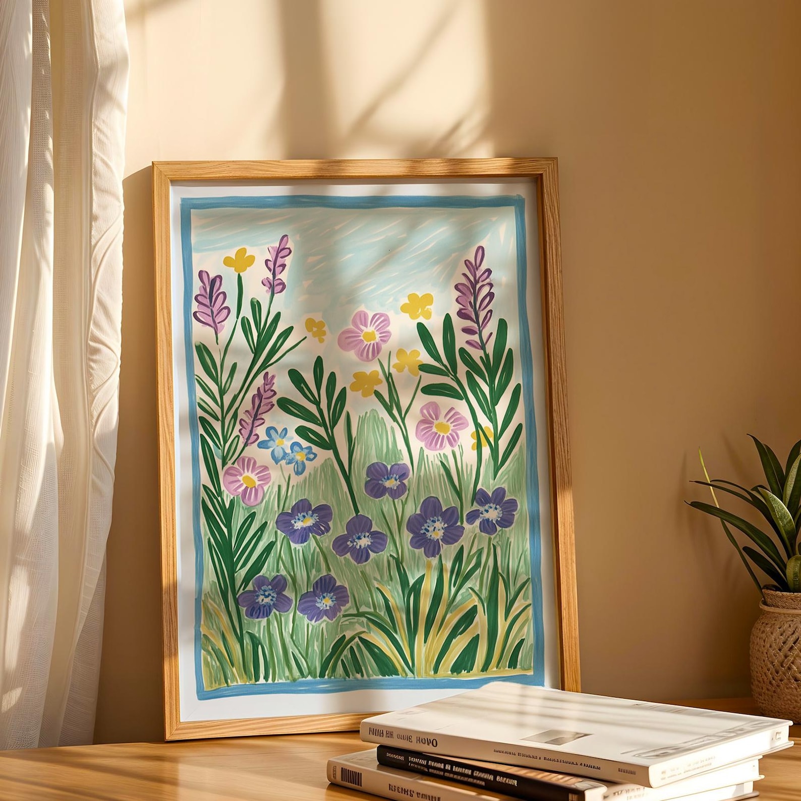 Blue Flower Market Poster- Wildflower Bouquet Wall Art, Trendy ...
