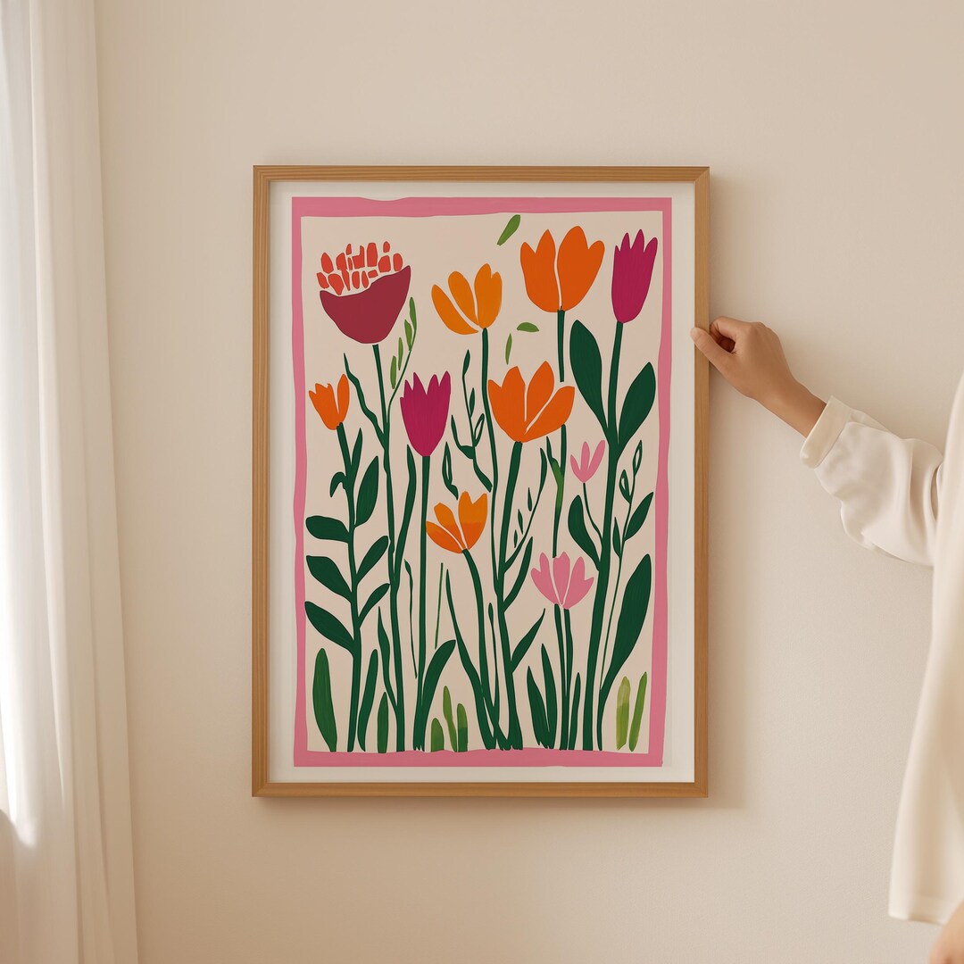 Abstract Wildflower Bouquet Wall Art- Floral Art for Dopamine Cubicle ...