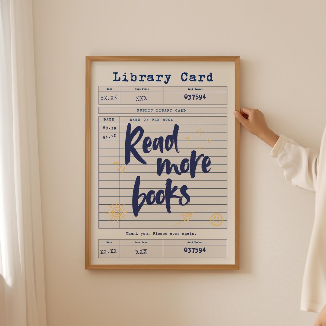 Book Club Poster, Preppy Guest Check Print for Book Lover Gift ...