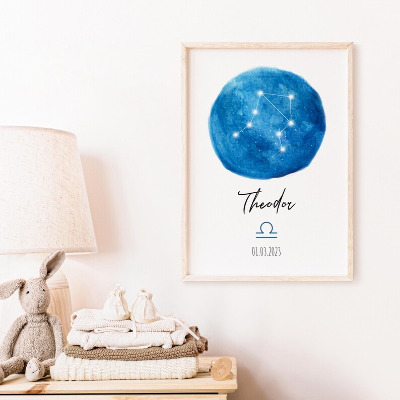 Libra Star Map Poster- Personalized Astrology Gift, Baby Shower ...