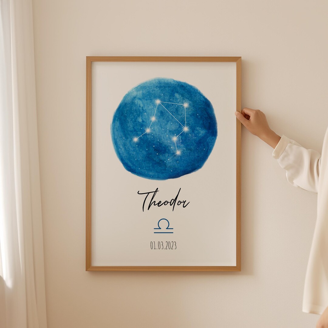 Libra Star Map Poster- Personalized Astrology Gift, Baby Shower ...