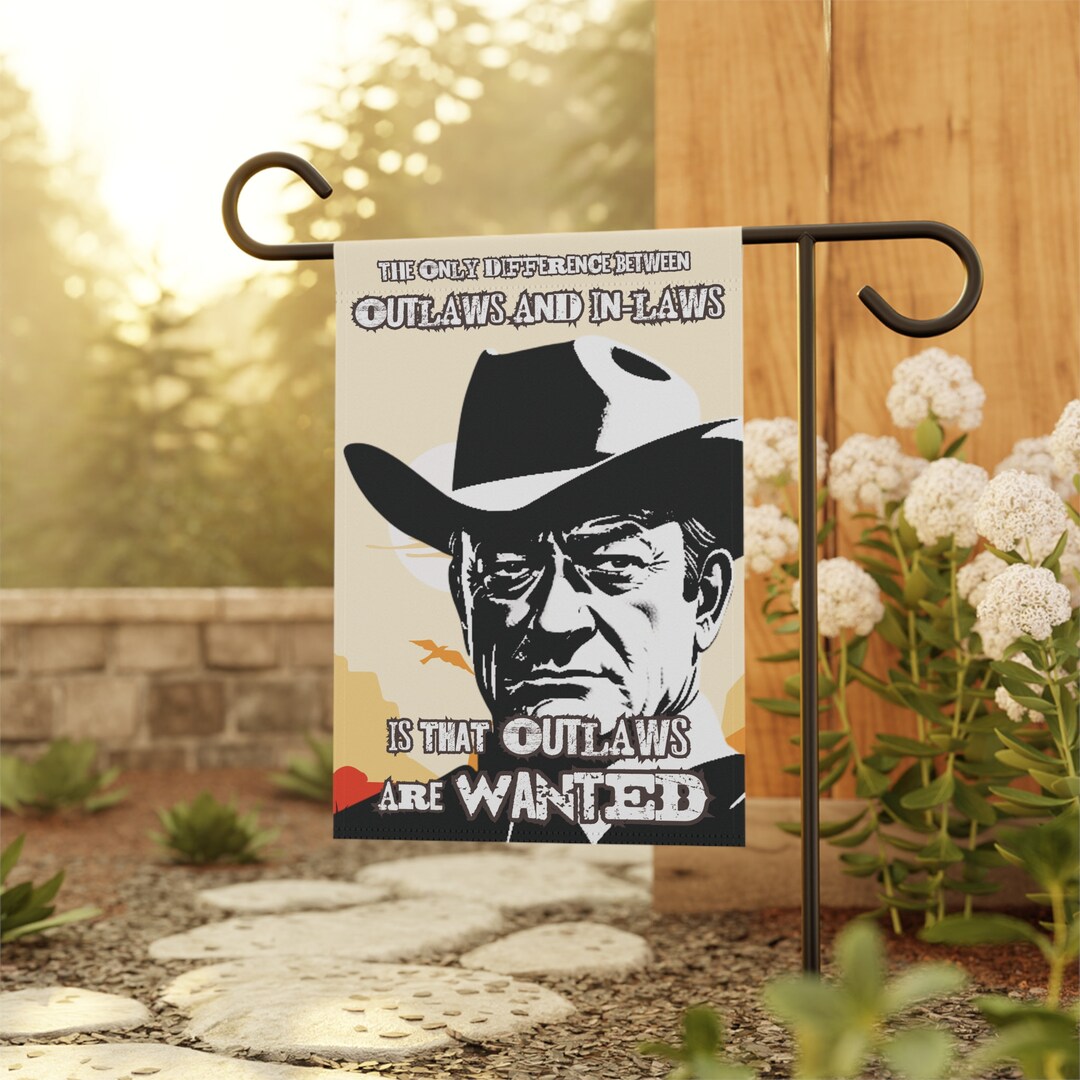 Outlaws and In-laws Western Garden Banner, Humorous In-laws Garden Sign ...