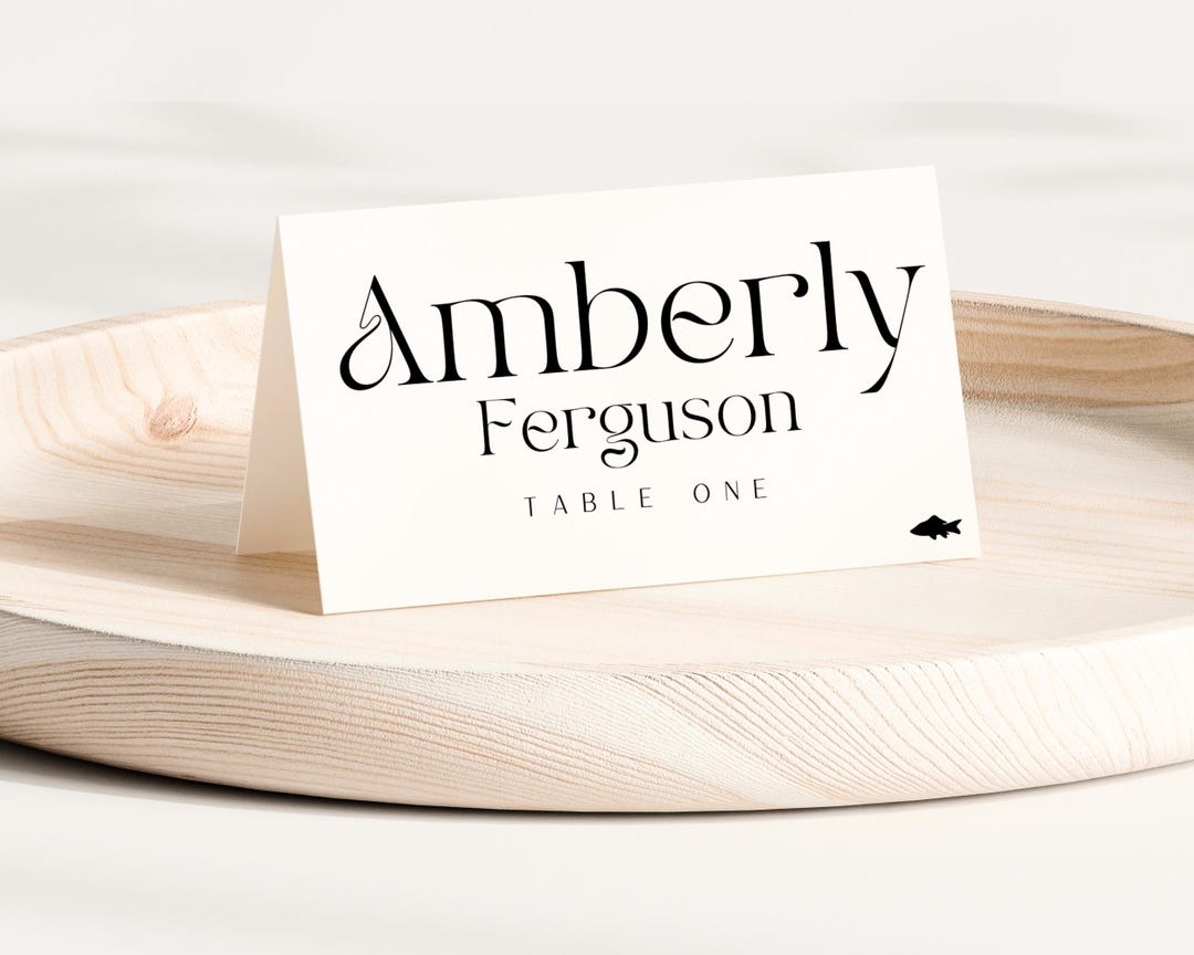 Basic Wedding Place Card Template, Printable Place Card Set With Meal ...