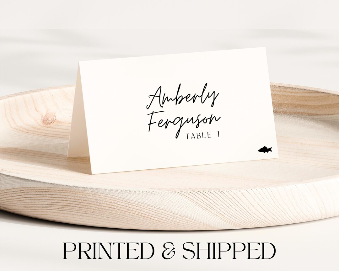 Printed Wedding Place Cards, Minimal Cursive Reception Dinner Name ...