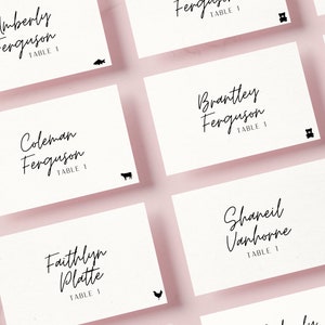 Minimal Wedding Place Card Template, Printable Place Card With Meal ...