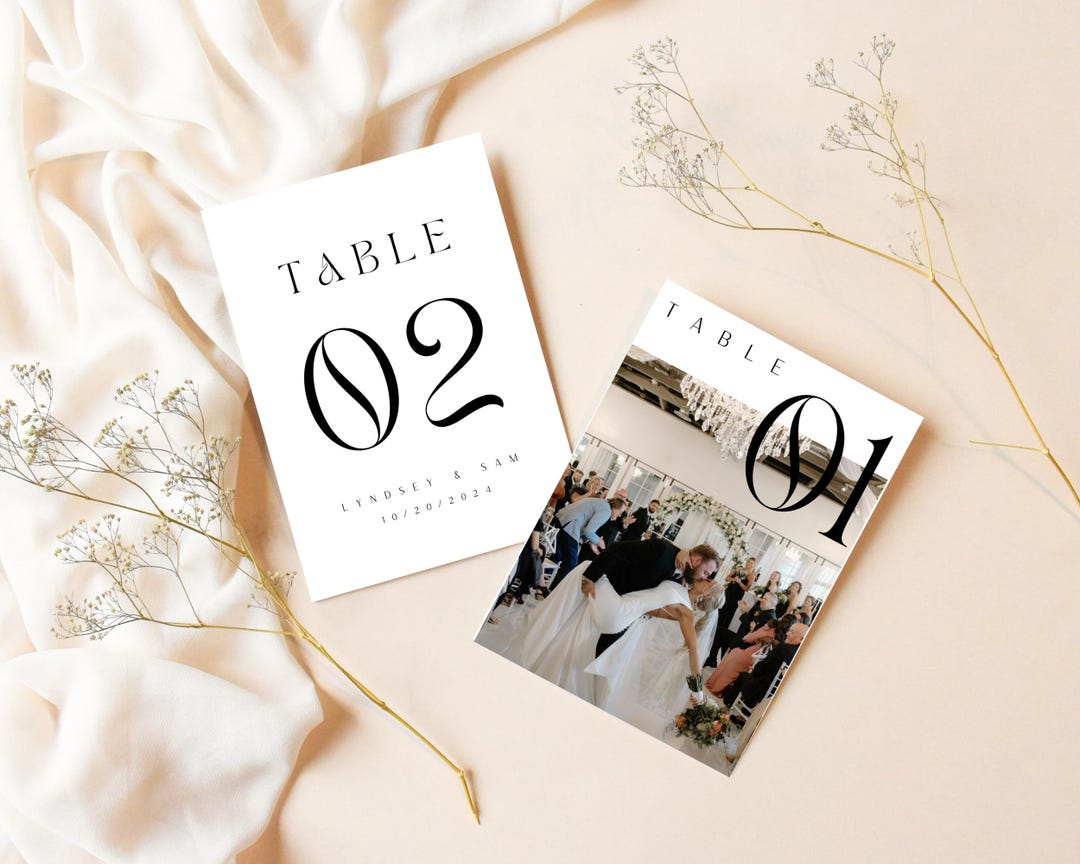 Elegant Maximal Wedding Reception Table Number Set Template, Printable ...
