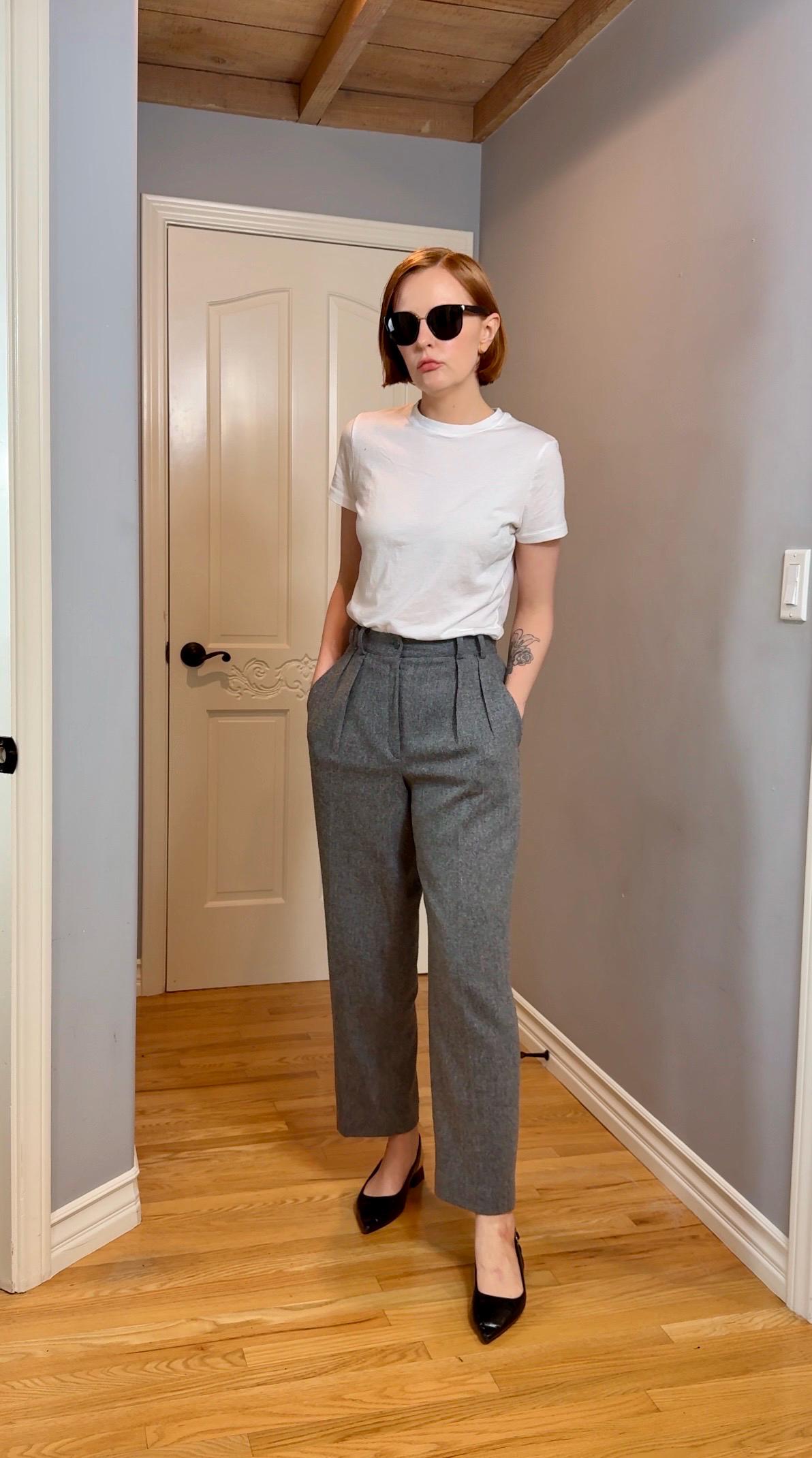 Vintage Koret Wool Tweed Trousers: High Waisted Gray Dress Pants (size ...