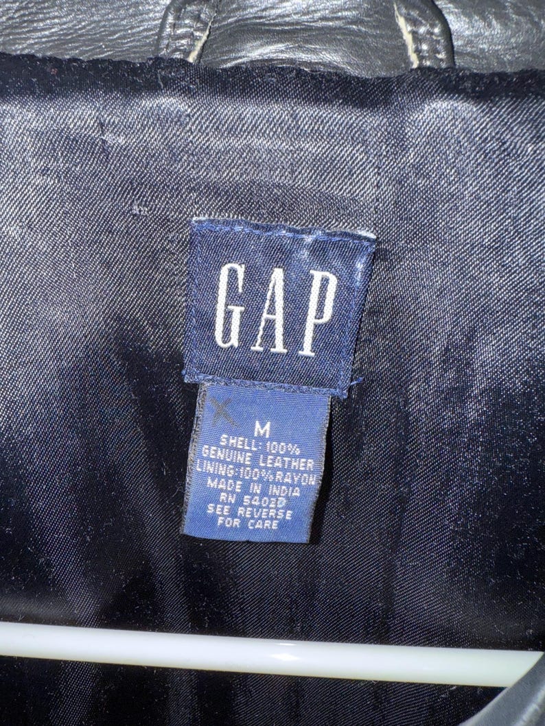 Vintage GAP Black Zip up Collared Leather Jacket Size Womens Medium - Etsy