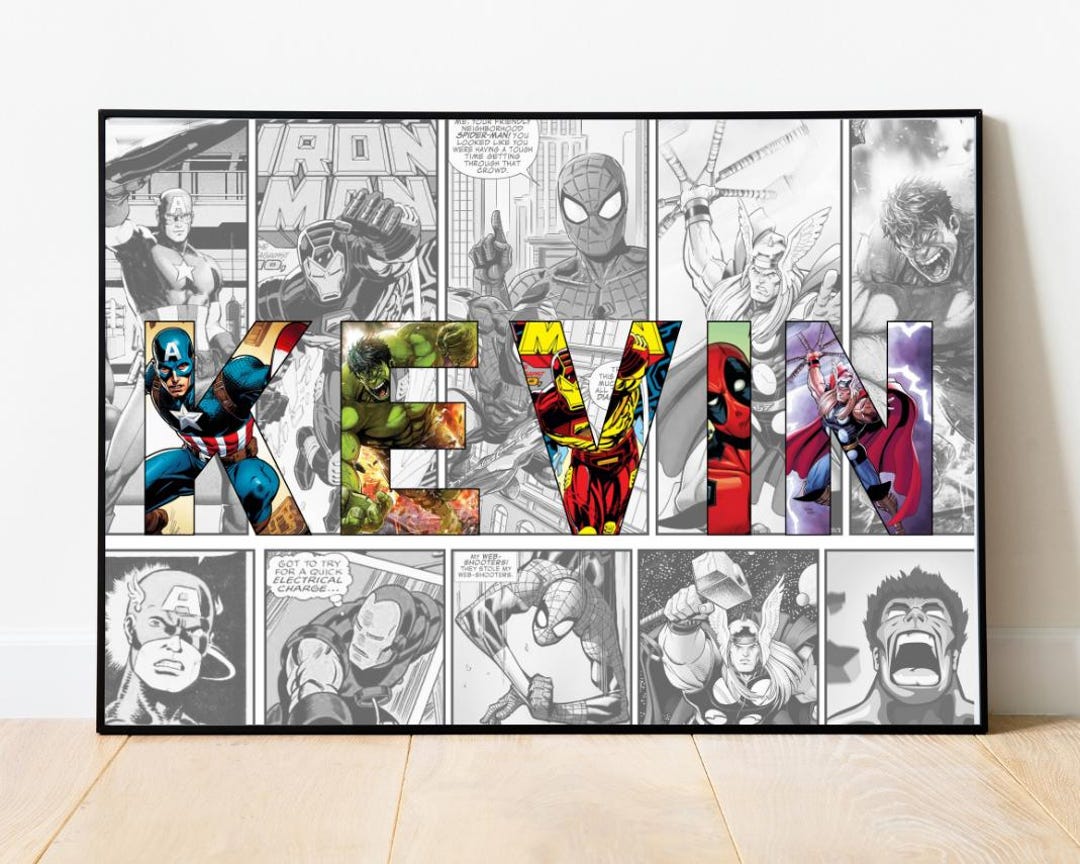 Personalized NAME Word Art Print Superhero Character Posters Digital ...
