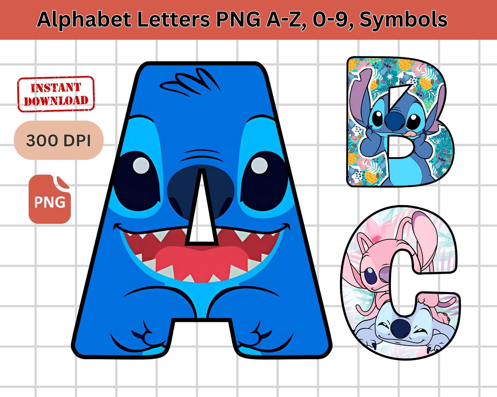 Stitch Alphabet PNG: Letters, Numbers, Symbols (digital Download) - Etsy