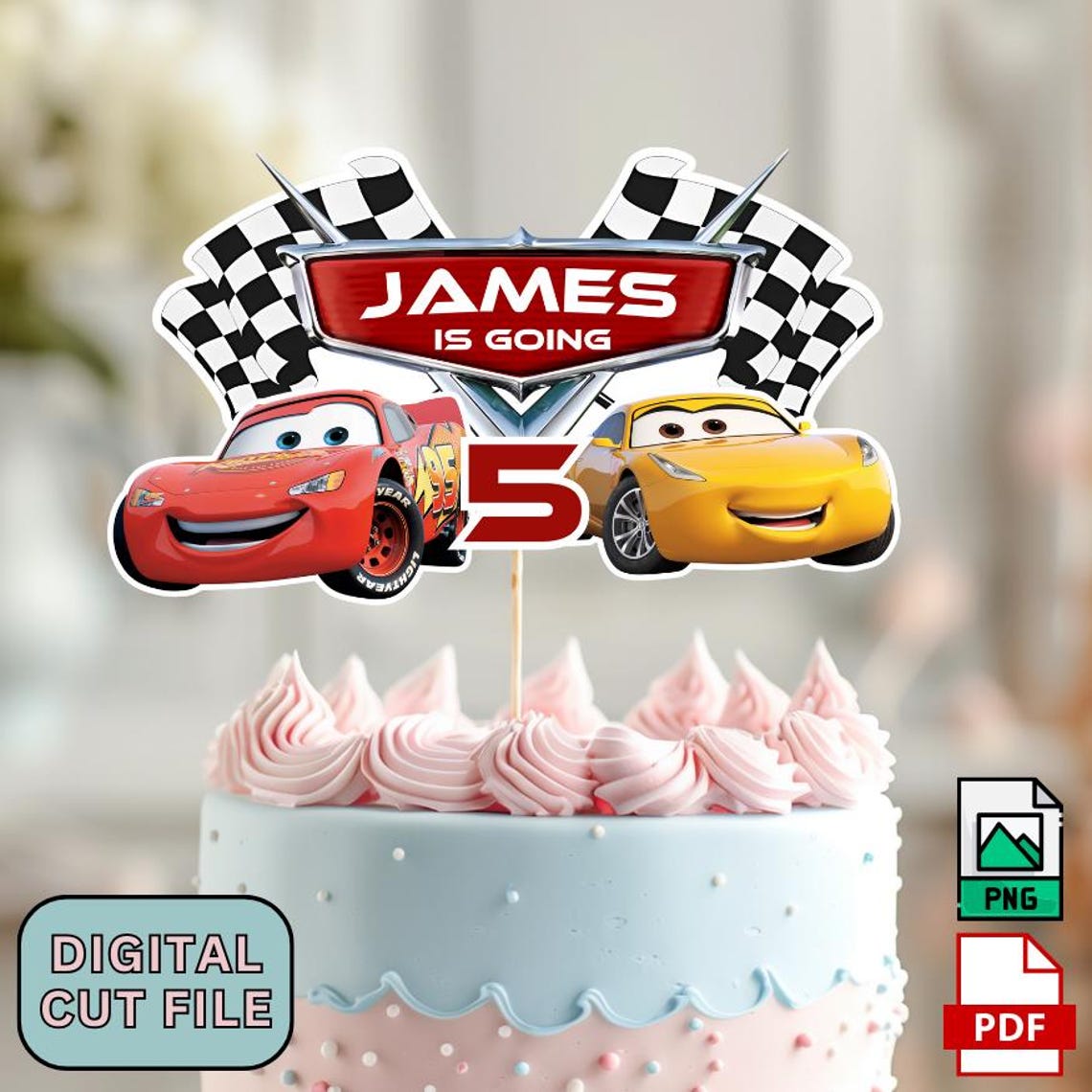 Cars Printable Cake Topper, Cars Digital Cake Topper, Personalized Cake ...