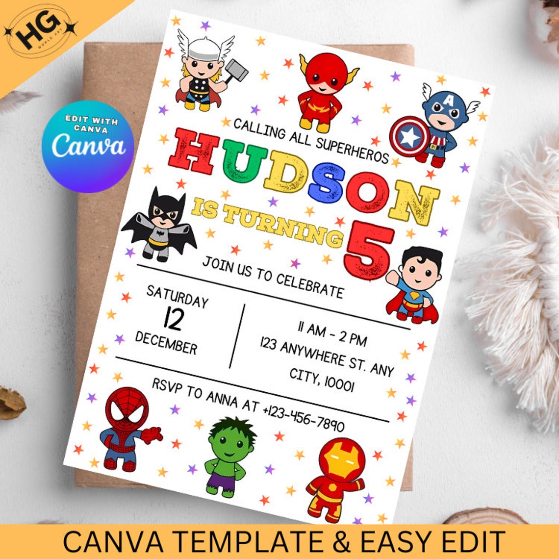 Editable Superheroes Birthday Invitation Template Printable Birthday ...