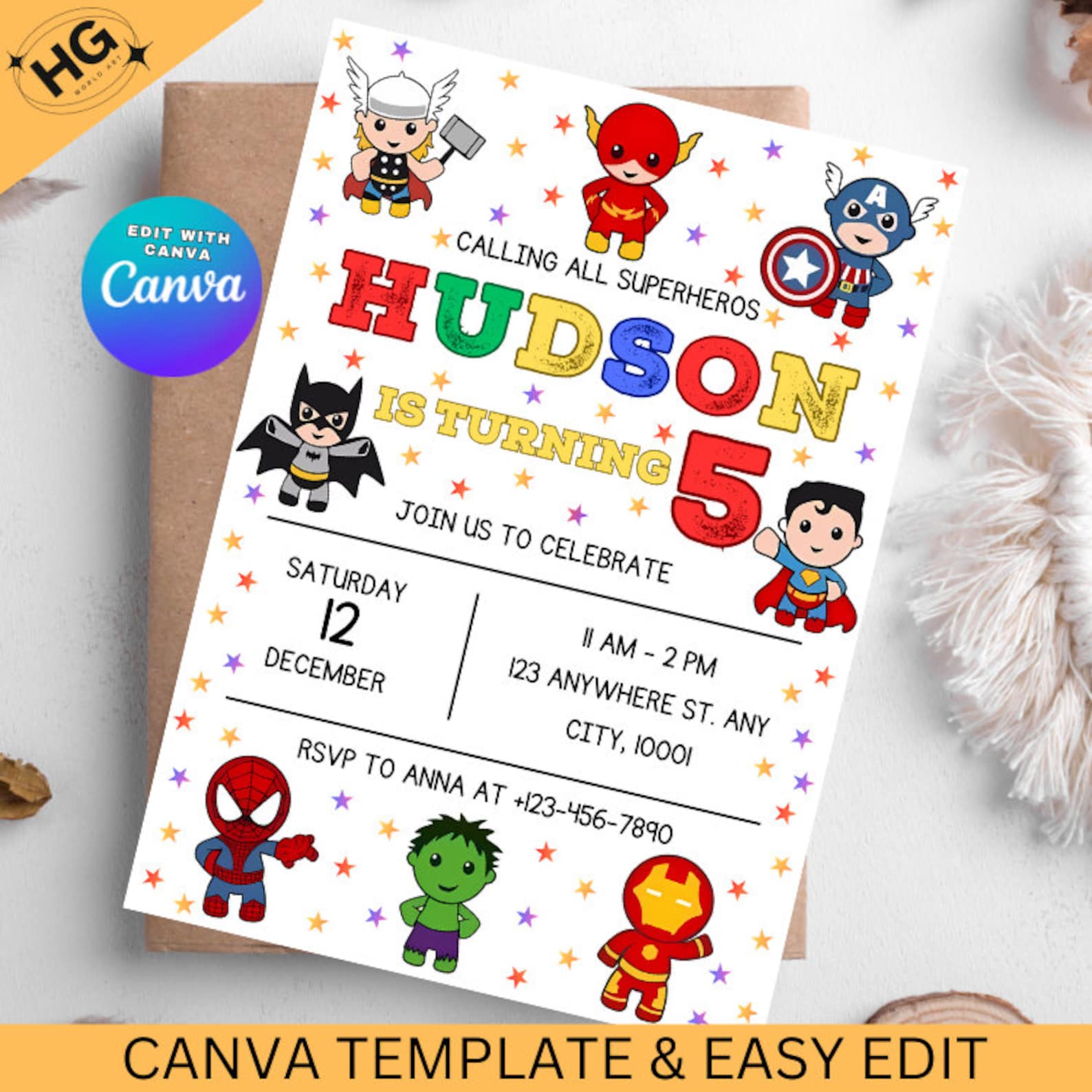 Editable Superheroes Birthday Invitation Template Printable Birthday ...