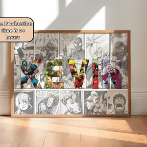 Personalized NAME Word Art Print Superhero Character Posters Digital ...